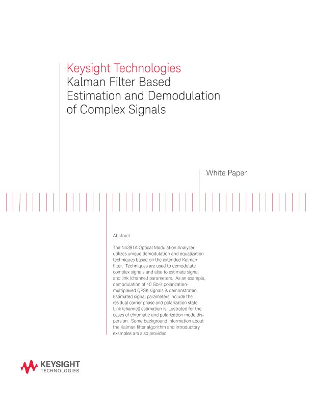 Kalman Filter Based Estimation And Demodulation Of Complex Signals Pdf Asset Page Keysight